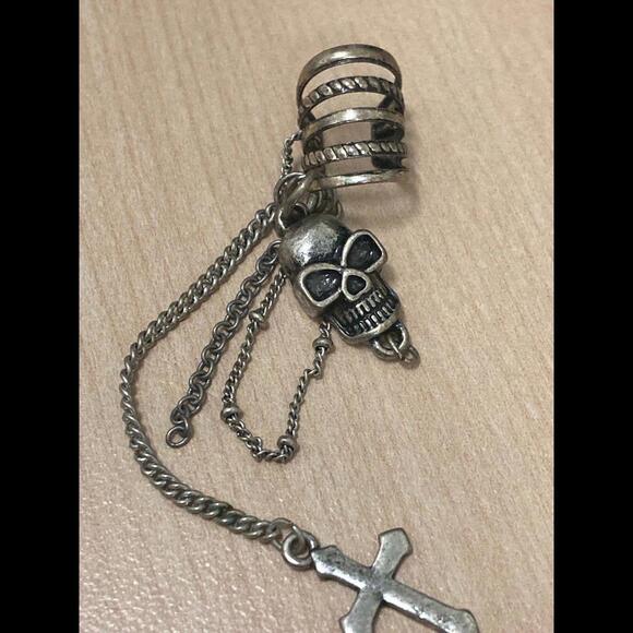 Jewelry | Ear Cuff Skull And Cross Goth Pink Emo | Poshmark